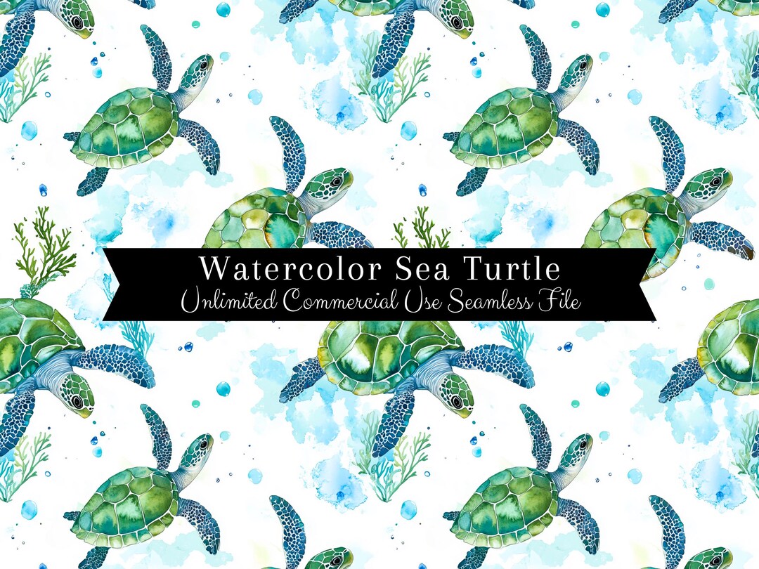 Sea Turtle Seamless Pattern Watercolor Sea Turtle Digital Paper ...