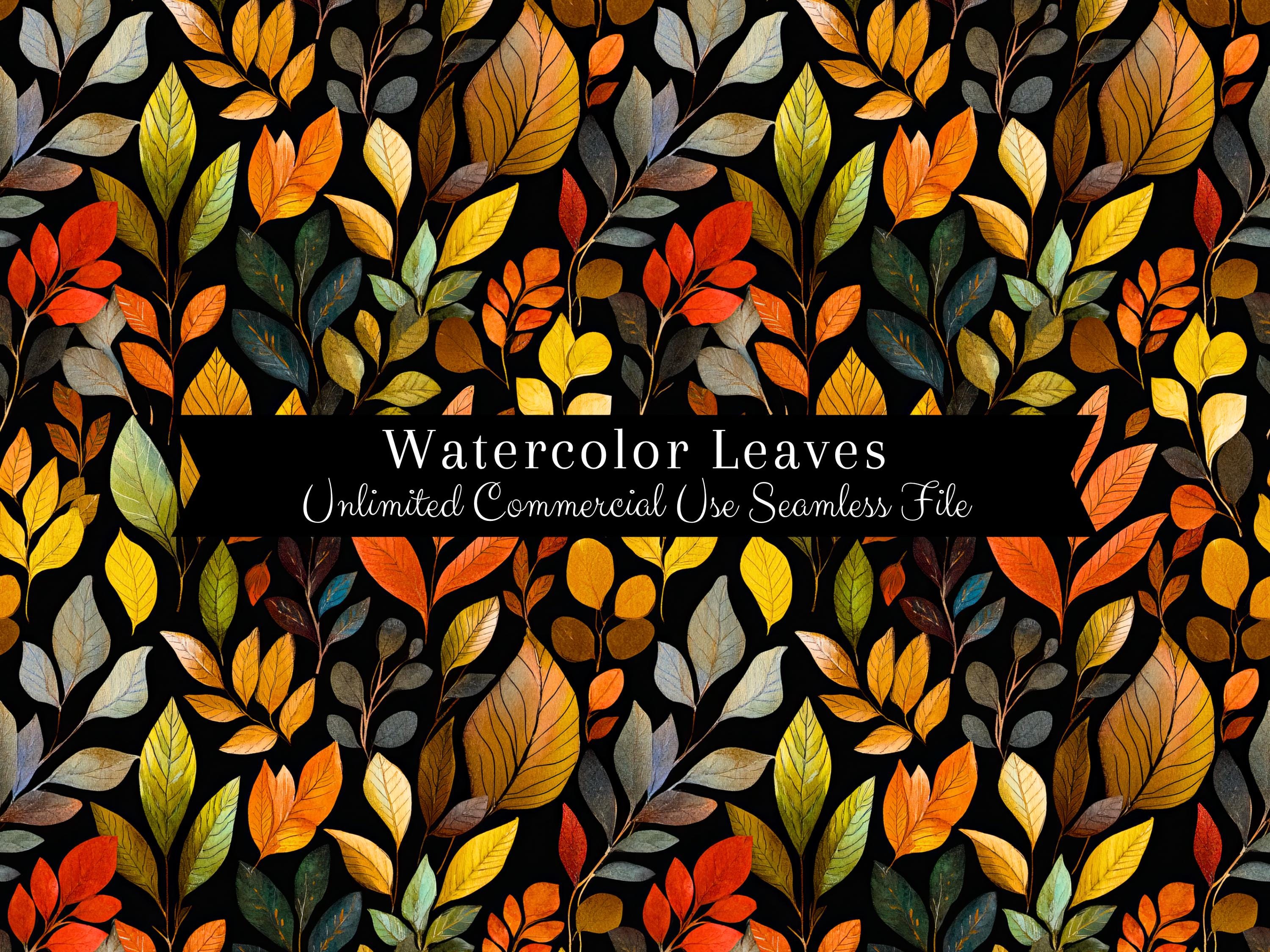 Watercolor Leaves Seamless Print | Fall Leaves Seamless Pattern ...