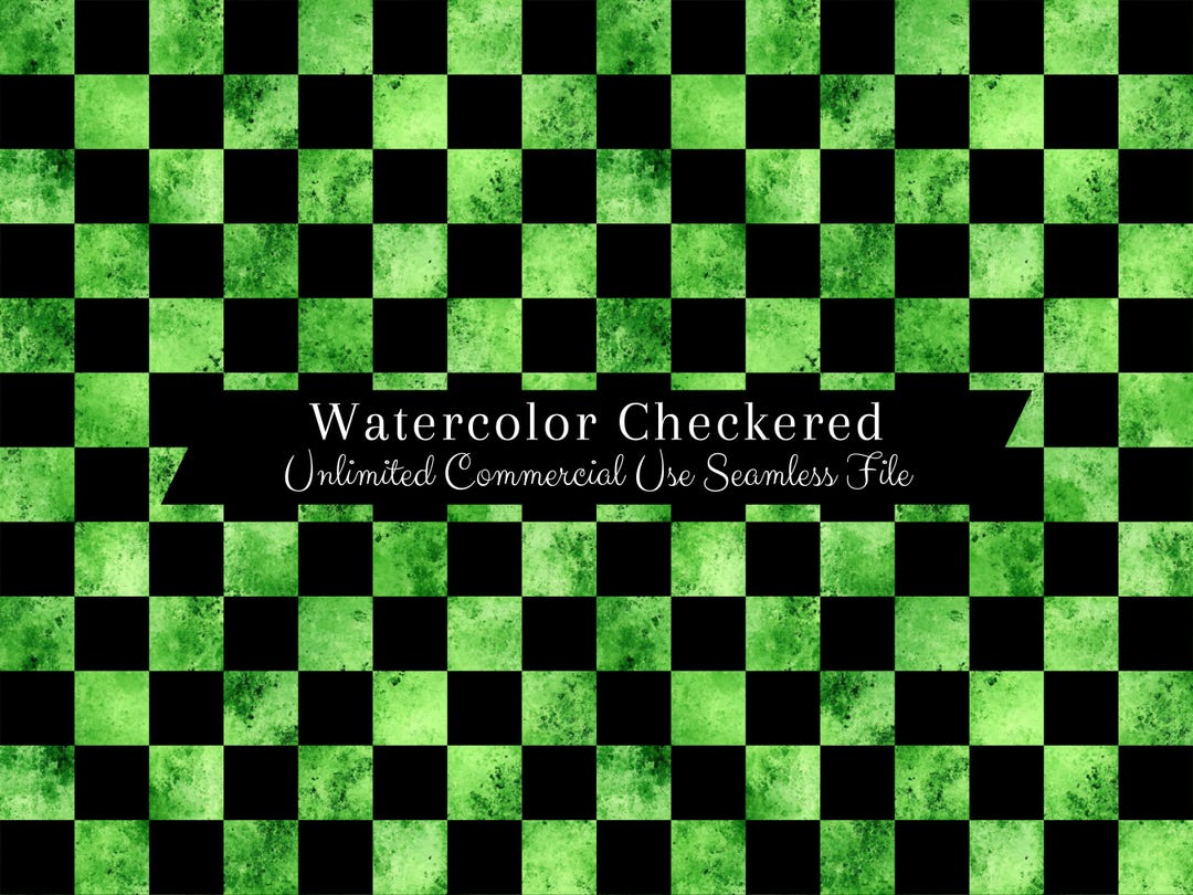 Watercolor Green Checkered Seamless Print | Checker Seamless Pattern ...