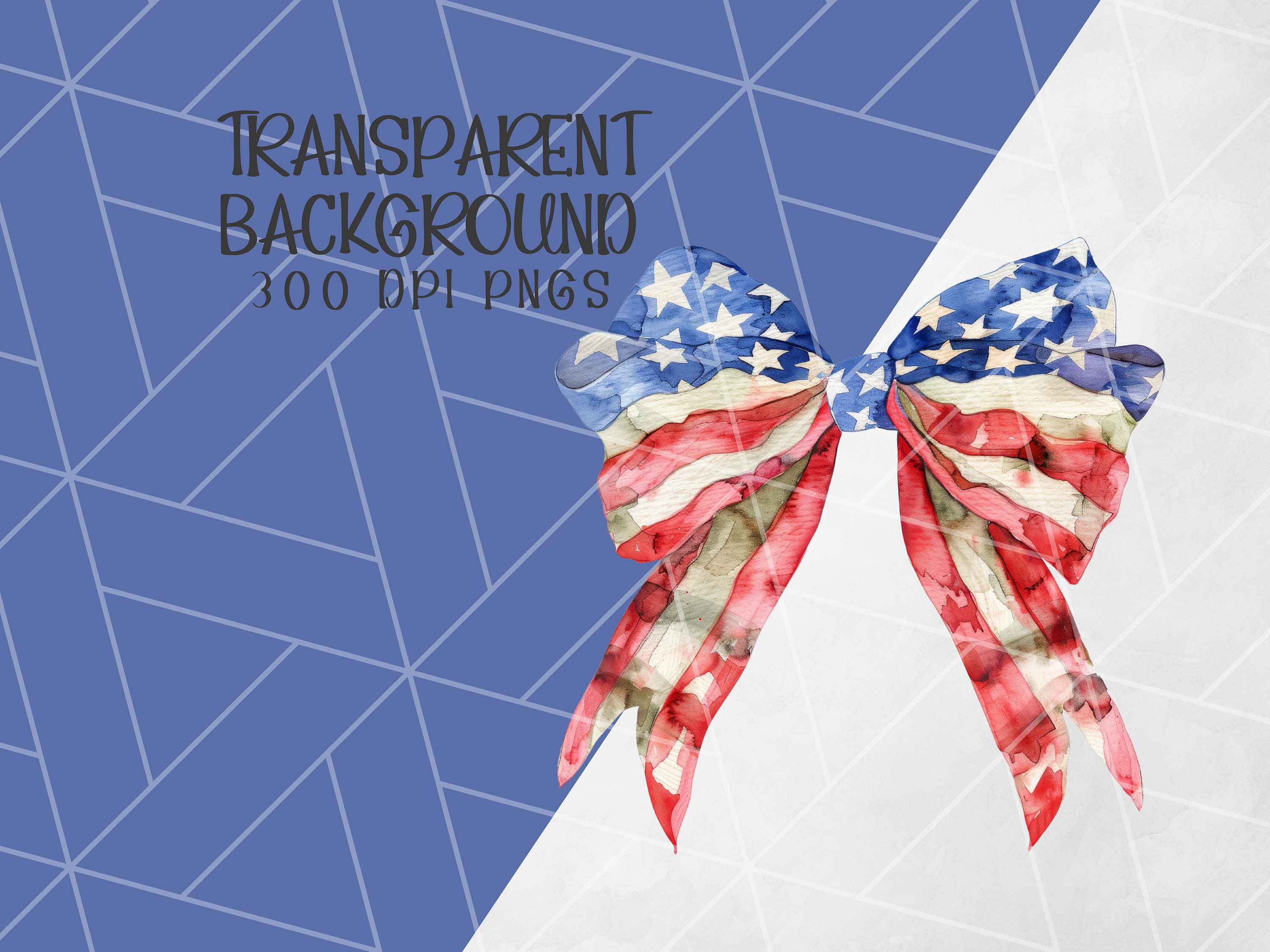 Watercolor Patriotic Bow Clipart | 4th of July Bow Clipart | Red White ...