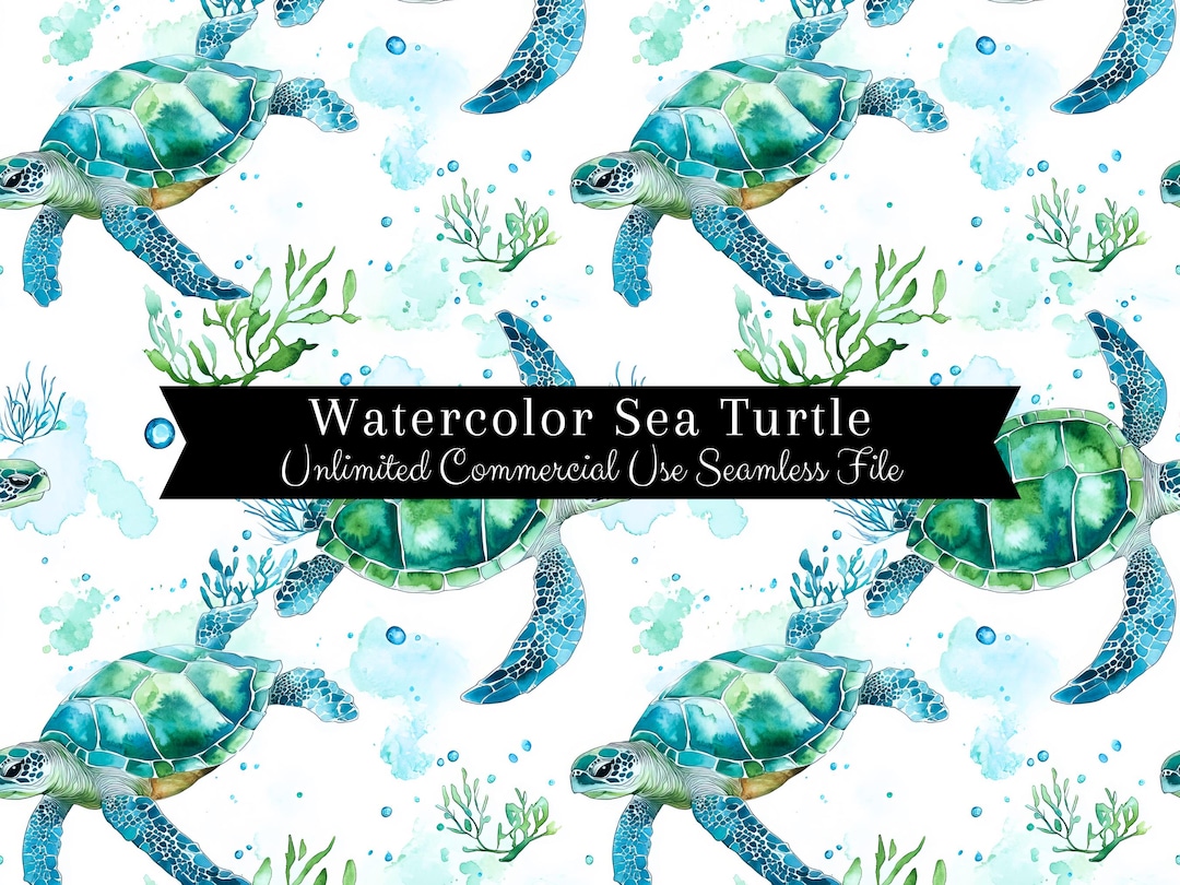 Sea Turtle Seamless Pattern Watercolor Sea Turtle Digital Paper ...