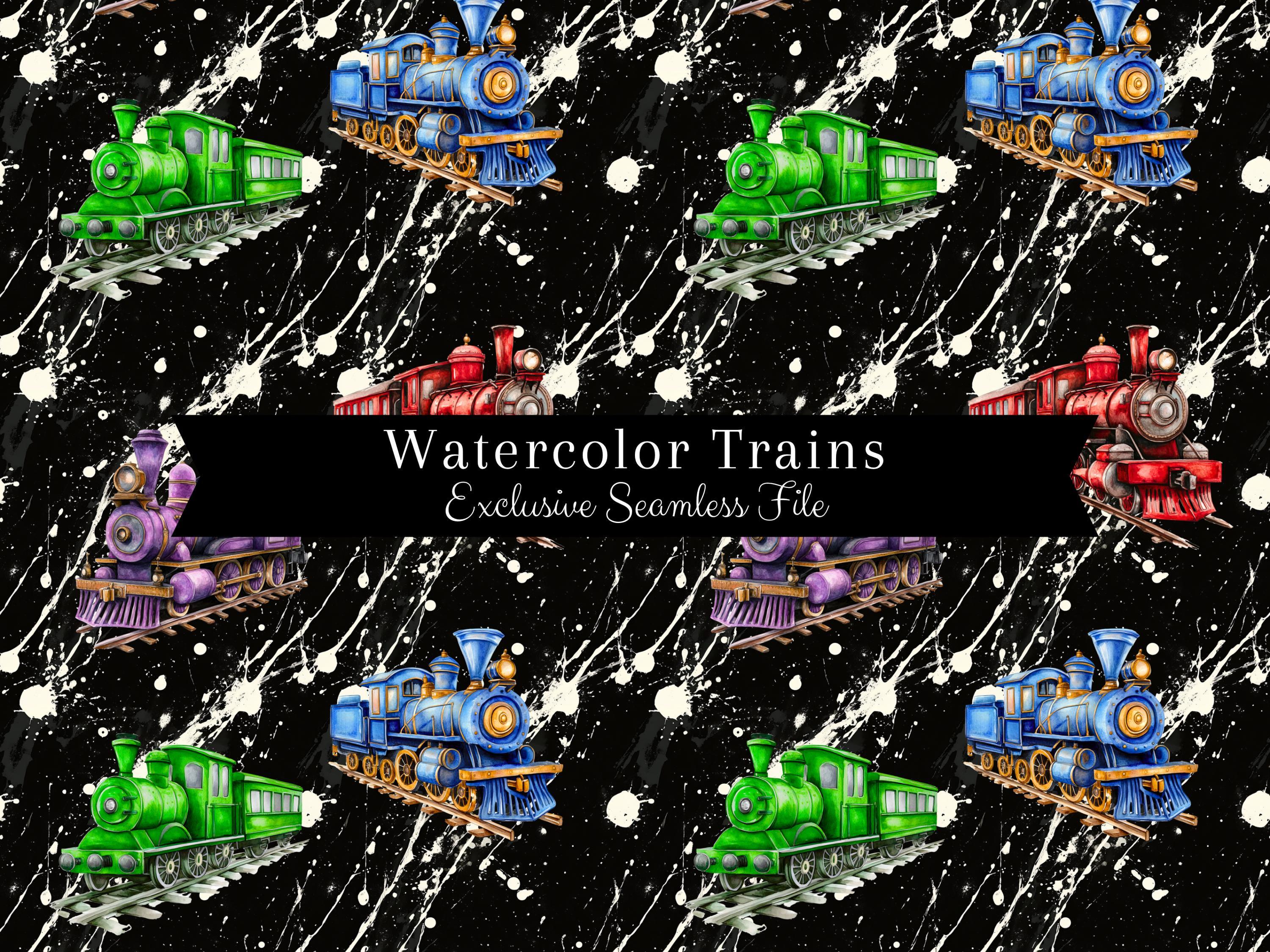 Seamless Train Pattern | Watercolor Trains | Train Backgrounds Seamless ...