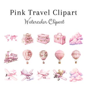 Pink Airplane Clipart | Watercolor Nursery Art | Baby Shower Decor ...