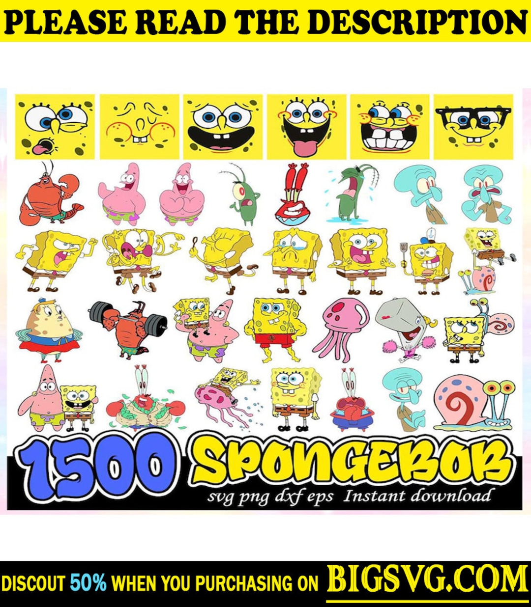 Spongebob Svg, Spongebob Faces Cricut, Squarepants Svg, Spongebob Faces ...