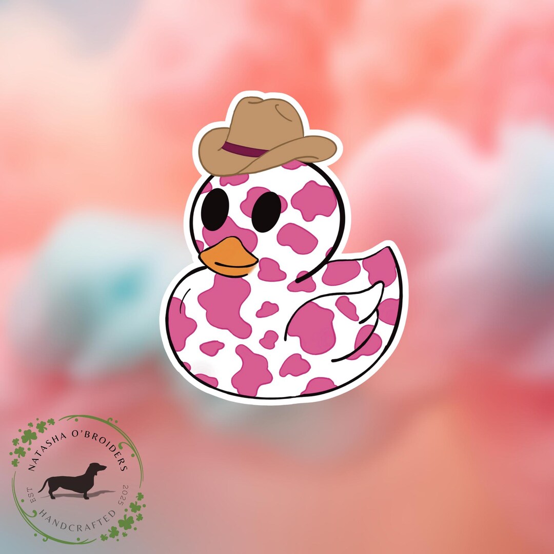 Pink Cow Print Rubber Duck Sticker: Yeehaw Rodeo Vinyl Decal - Etsy