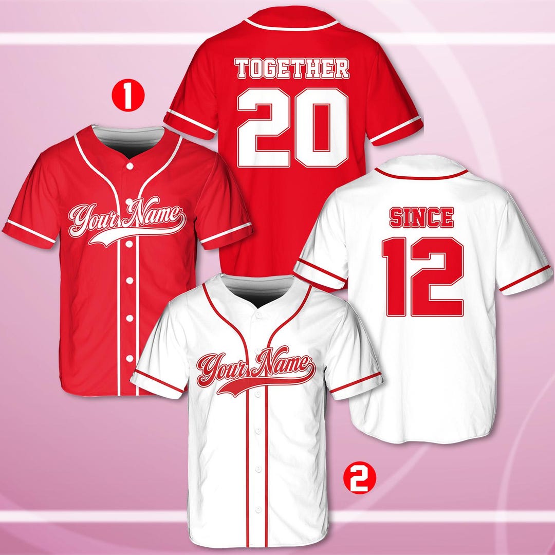 Custom Couple Valentine Baseball Jersey, Personalized Baseball Jersey ...