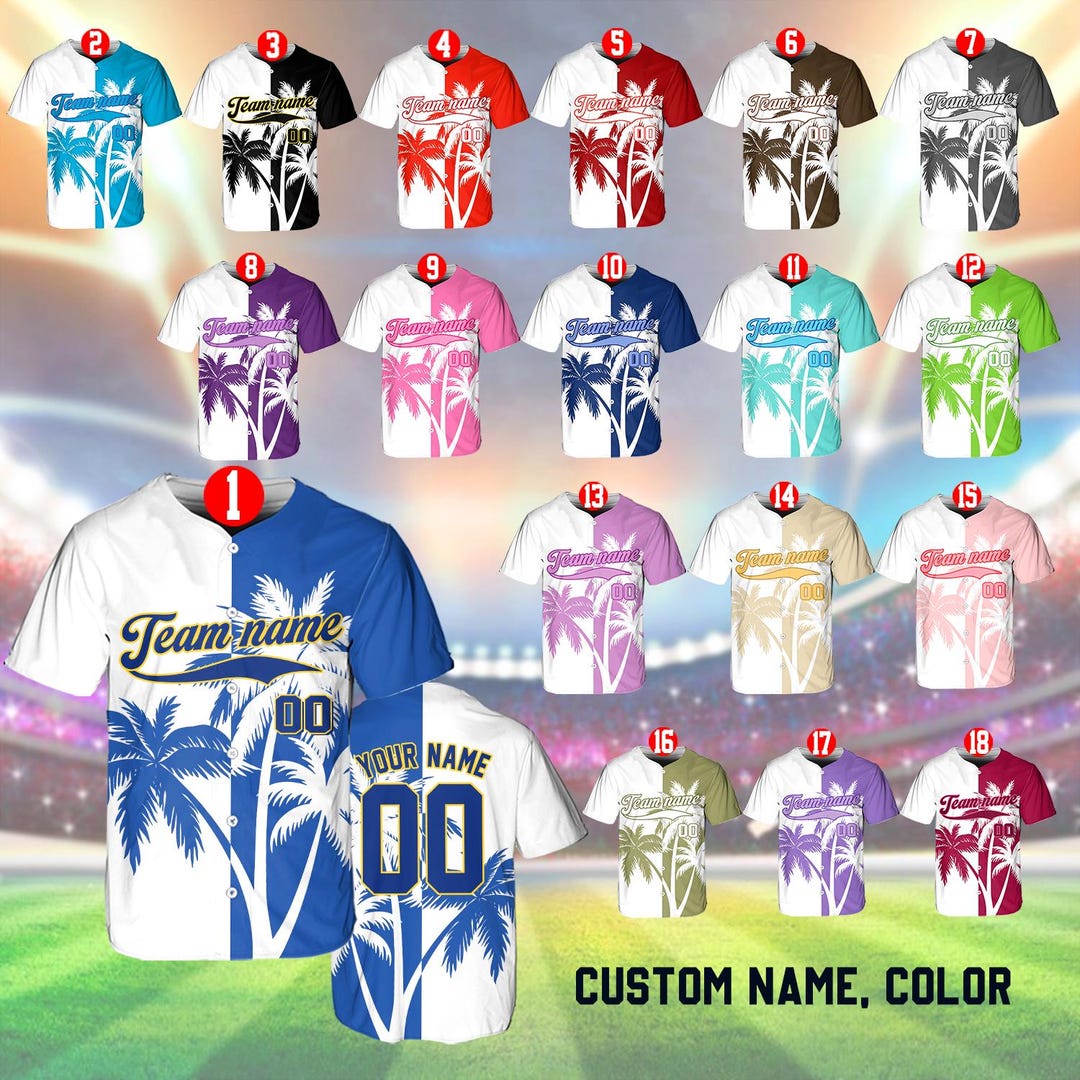 Personalized Team Name and Number Tropical Hawaiian Jersey, Custom ...