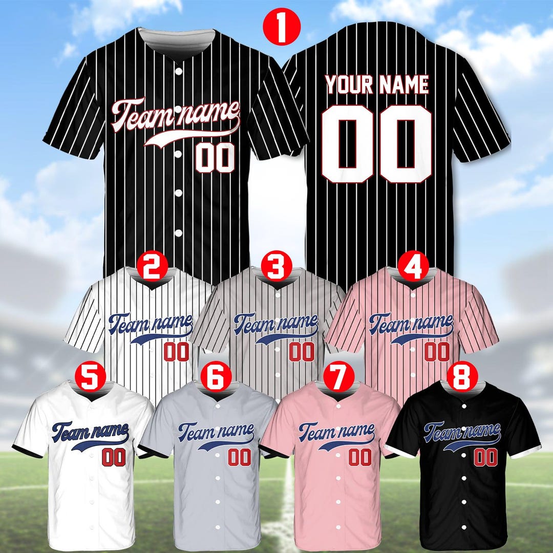 Custom Baseball Jersey, Pinstripe Sports Jersey, Personalized Team ...
