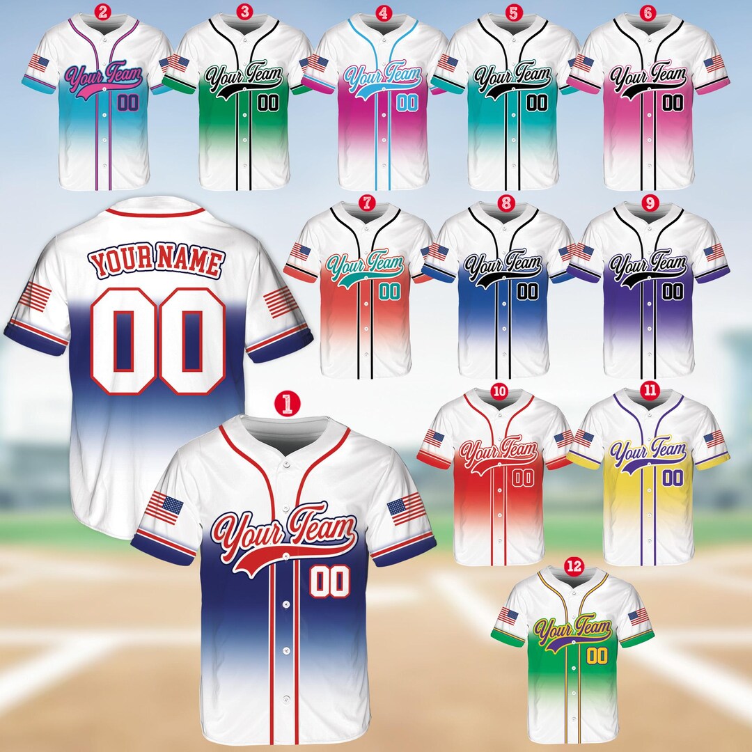 Personalized Team Name and Number Baseball Jersey, Custom Baseball ...