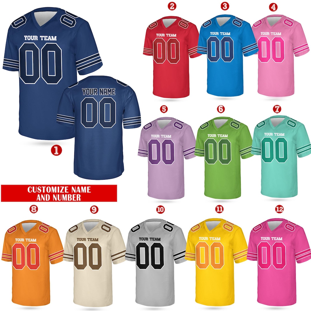 Personalized Football Team, Custom Team Name and Number Football Jersey ...