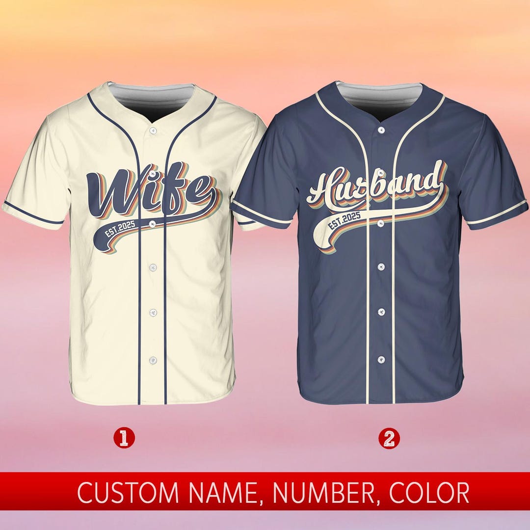 Personalized Wife Husband Baseball Jersey, Custom Matching Couple ...