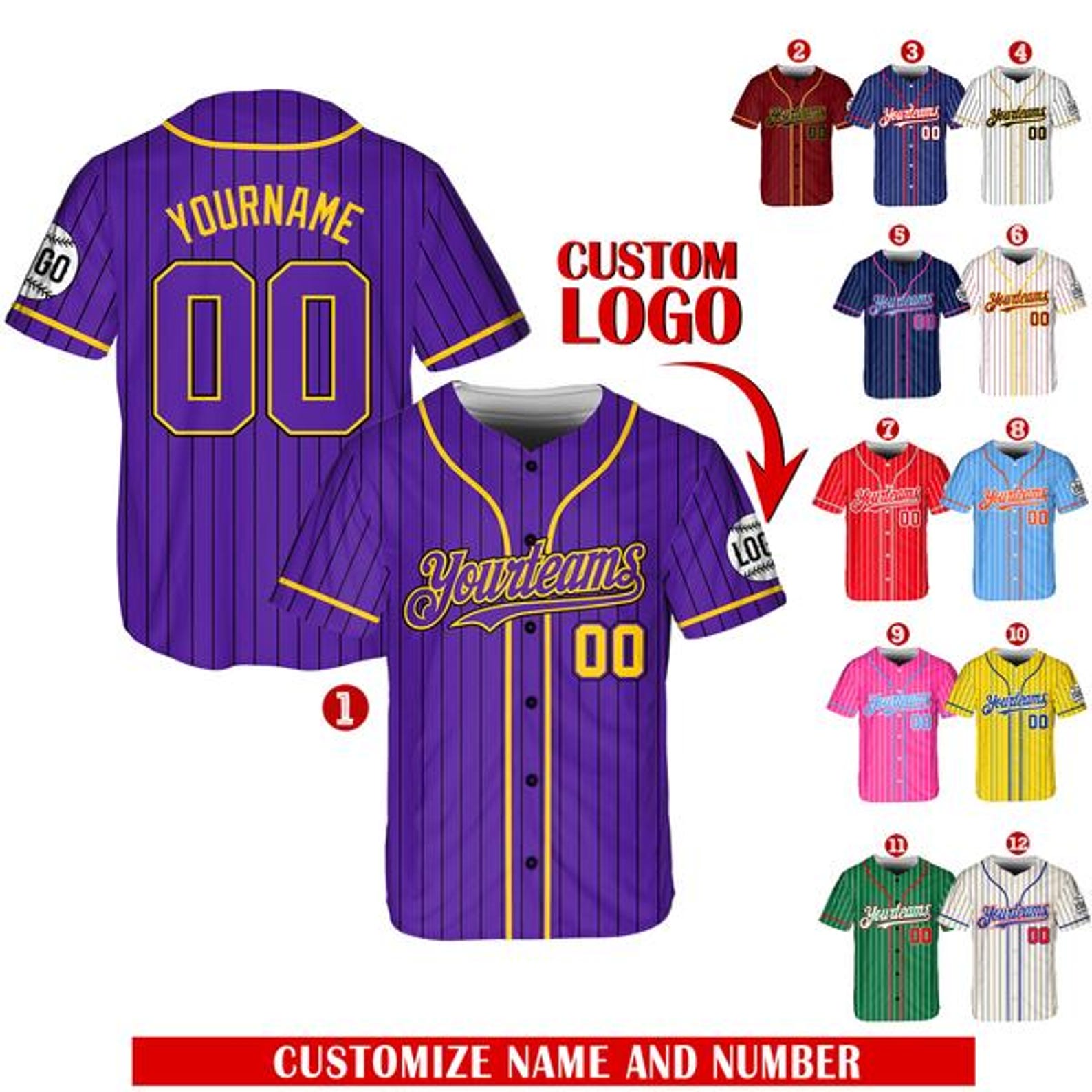 Custom Baseball Jersey, Personalized Team Name and Number Baseball ...