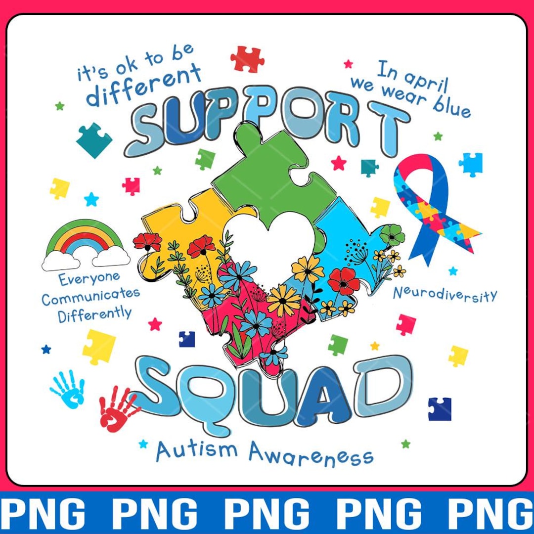 Support Squad Autism Awareness Puzzle Heart Shirt, Neurodiversity ...