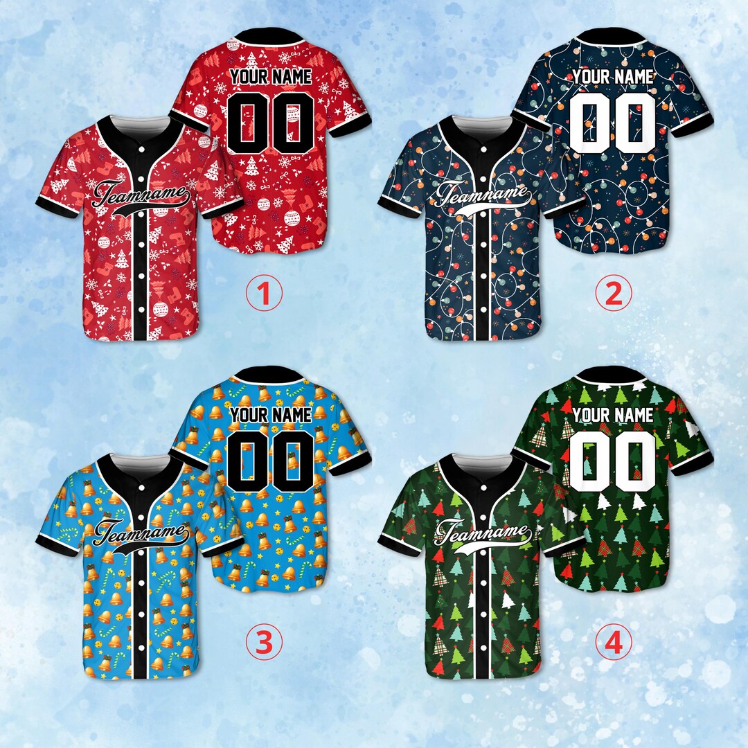 Custom Christmas Baseball Jersey, Santa Outfit, Personalized Name ...