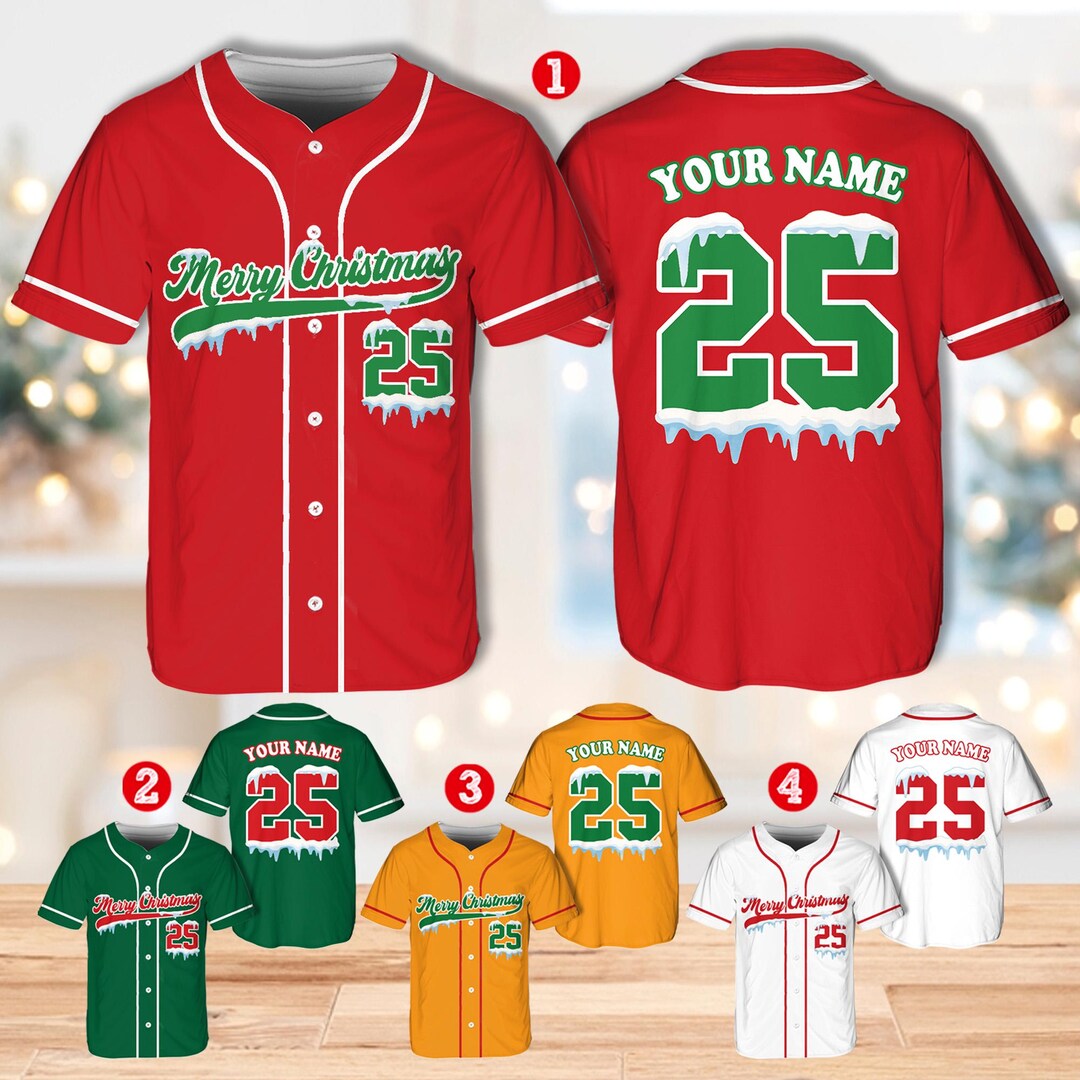 Christmas Jersey Personalized Jersey Merry Christmas Shirt Baseball ...