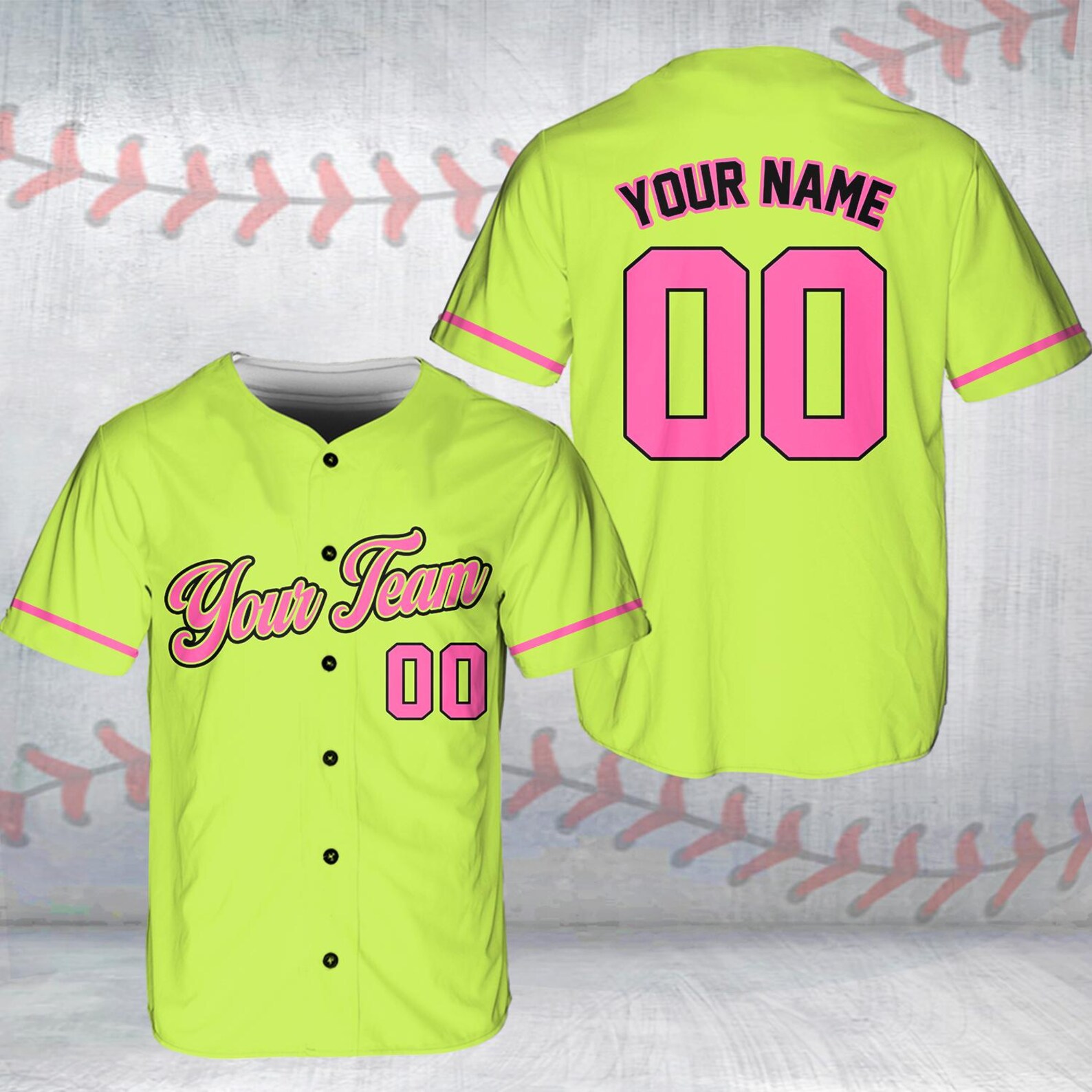 Custom Neon Baseball Jersey, Personalized Team Shirt, Bright Pinstripe ...
