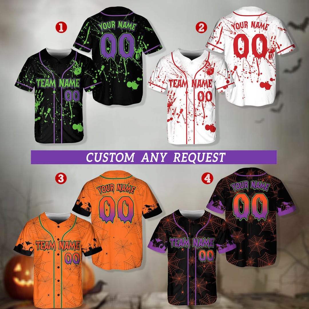 Custom Halloween Baseball Jersey – Spooky Team Uniform With Name Number ...