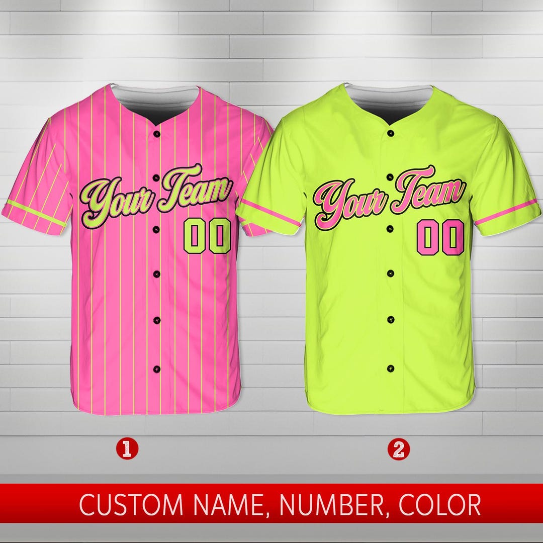 Custom Neon Baseball Jersey, Personalized Team Shirt, Bright Pinstripe ...