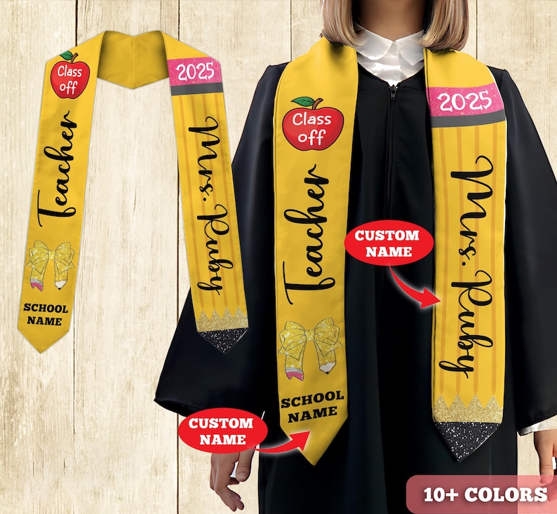 Custom Pencil Graduation Stole for Teachers, Graduation Gifts, Custom ...
