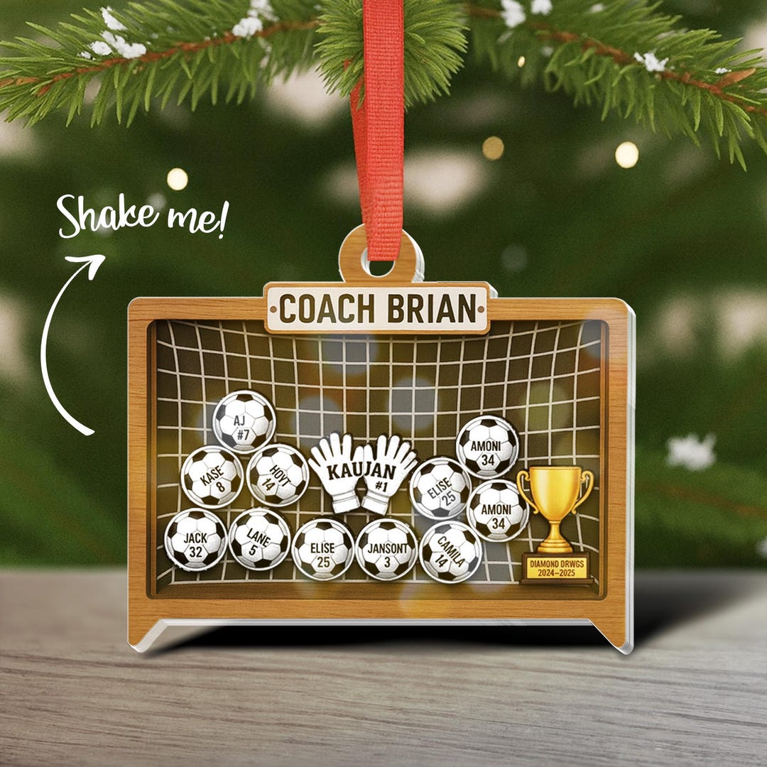 Soccer Field Coach Shaker 4D Ornament, Personalized Soccer Coach ...