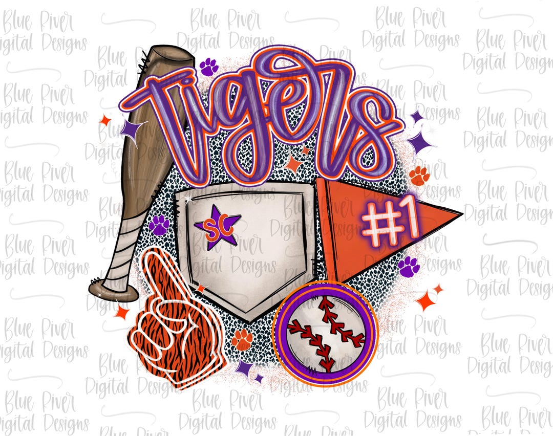 Tigers Png, College Baseball Png, Clemson Sc Baseball, Hand Drawn ...