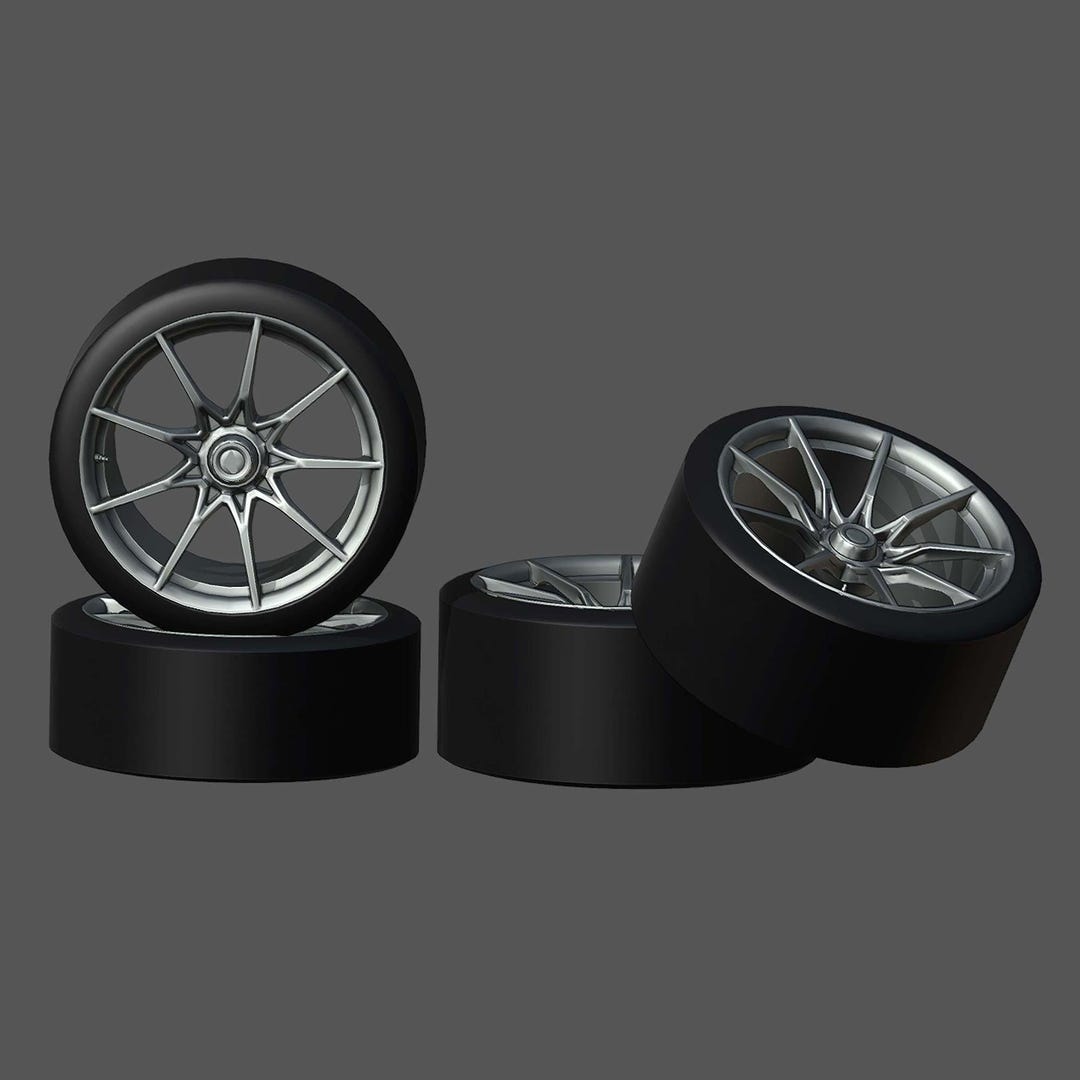 Mclaren Senna P15 Wheels and Tires Set Resin 3D Print 1/87 1/64 1/43 1/ ...