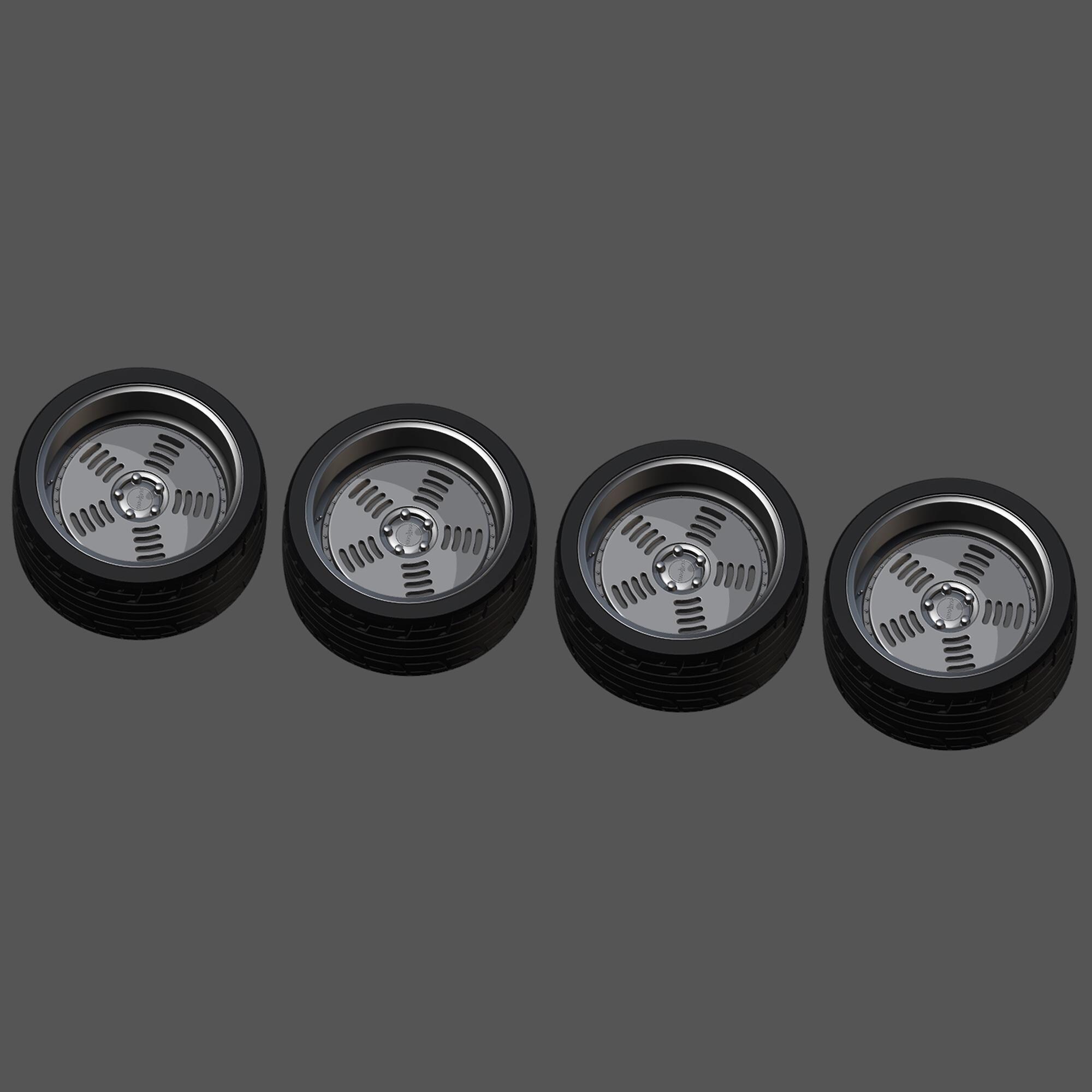 Rotiform BM1 Resin Wheels Tires Set 1/87 1/64 1/43 1/32 1/24 1/18 1/12 ...