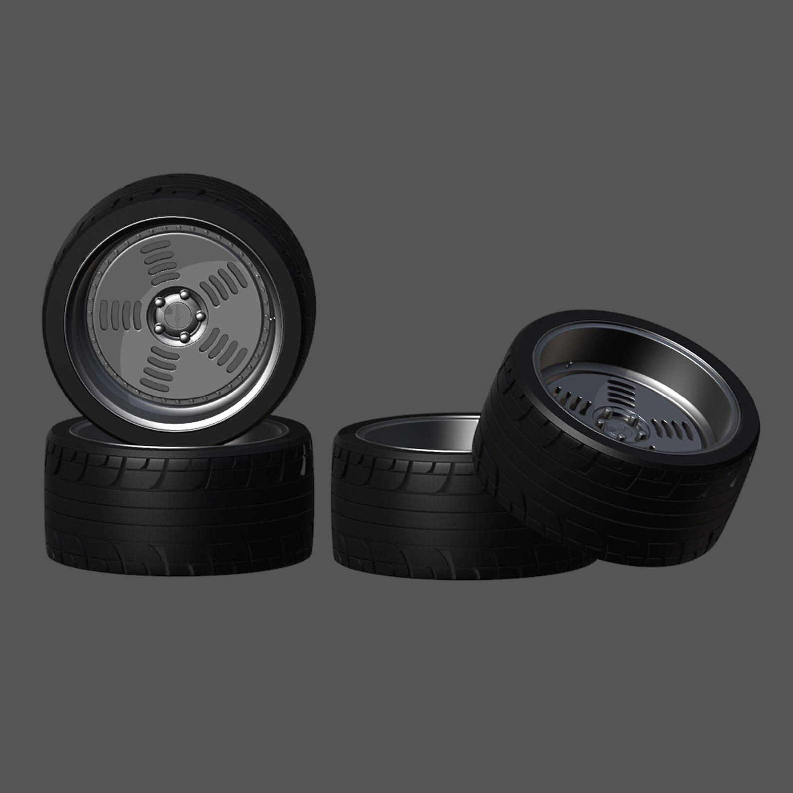 Rotiform BM1 Resin Wheels Tires Set 1/87 1/64 1/43 1/32 1/24 1/18 1/12 ...