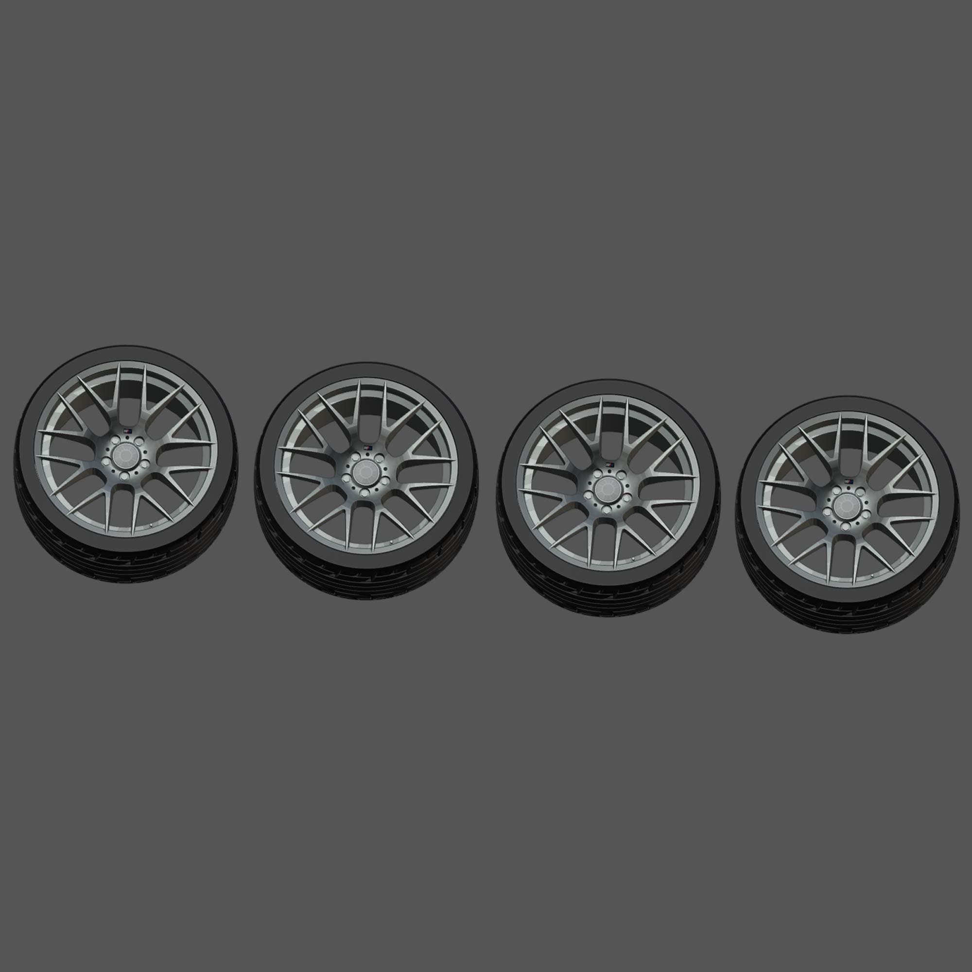 BMW M3 CSL Resin Wheels and Tires Set 1/87 1/64 1/43 1/32 1/24 1/18 1/ ...
