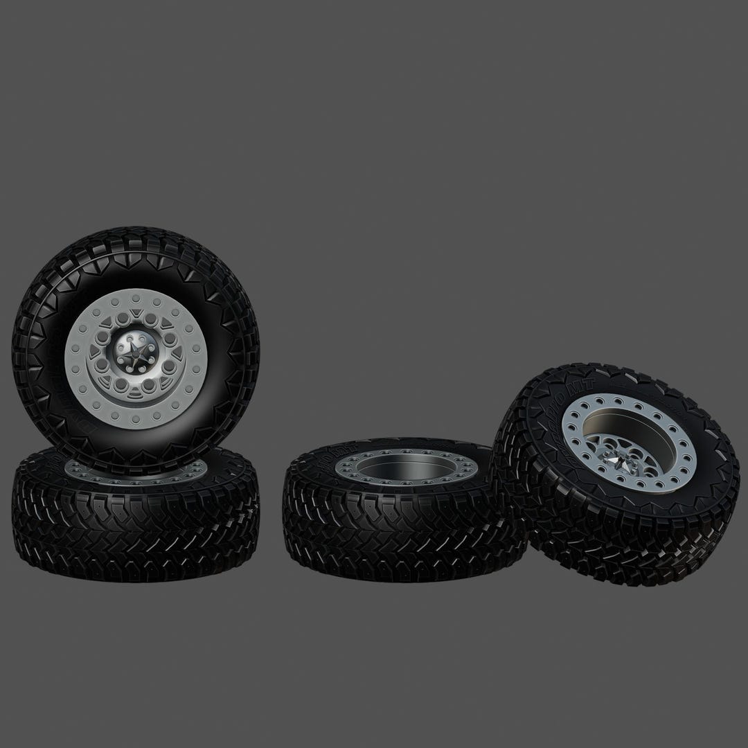 Wheels — Off-road V1 Rims and Tires Set — 1/87 1/64 1/43 1/32 1/24 1/18 ...