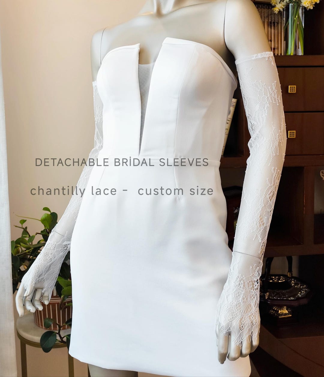 Chantilly Lace Detachable Bridal Sleeves - Wedding Dress Arm ...