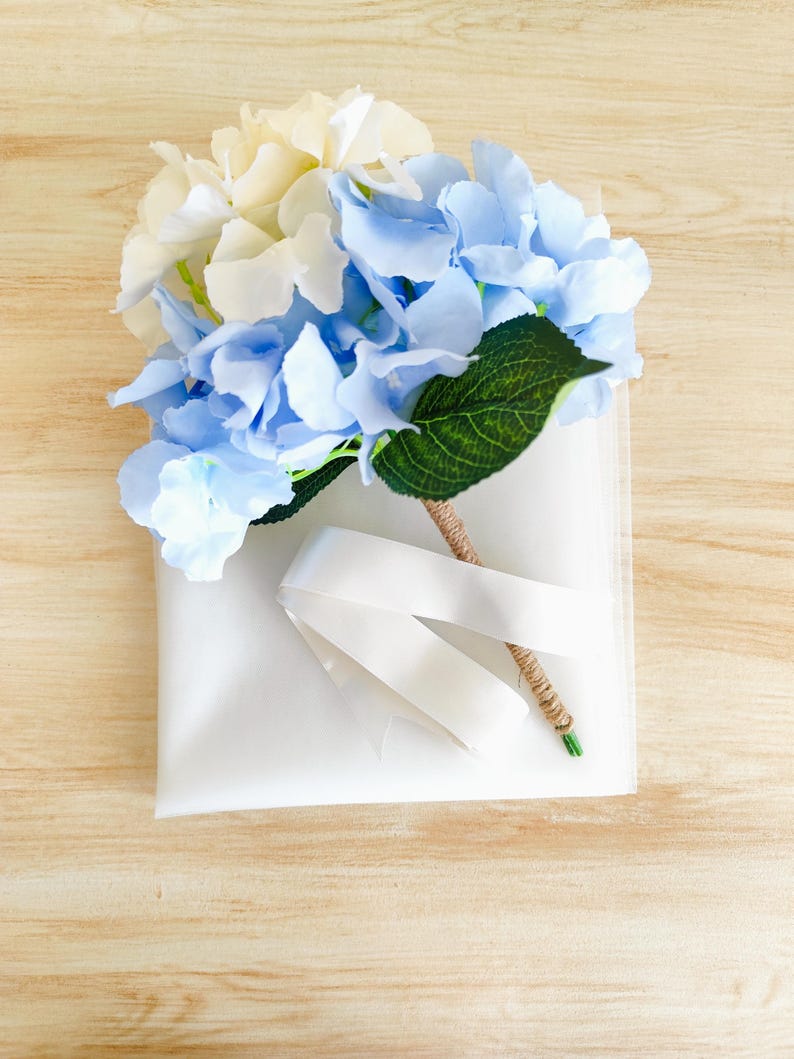 Set of Tulle Sash With Silk Hydrangea Flowers and Satin Ribbon, Wedding ...