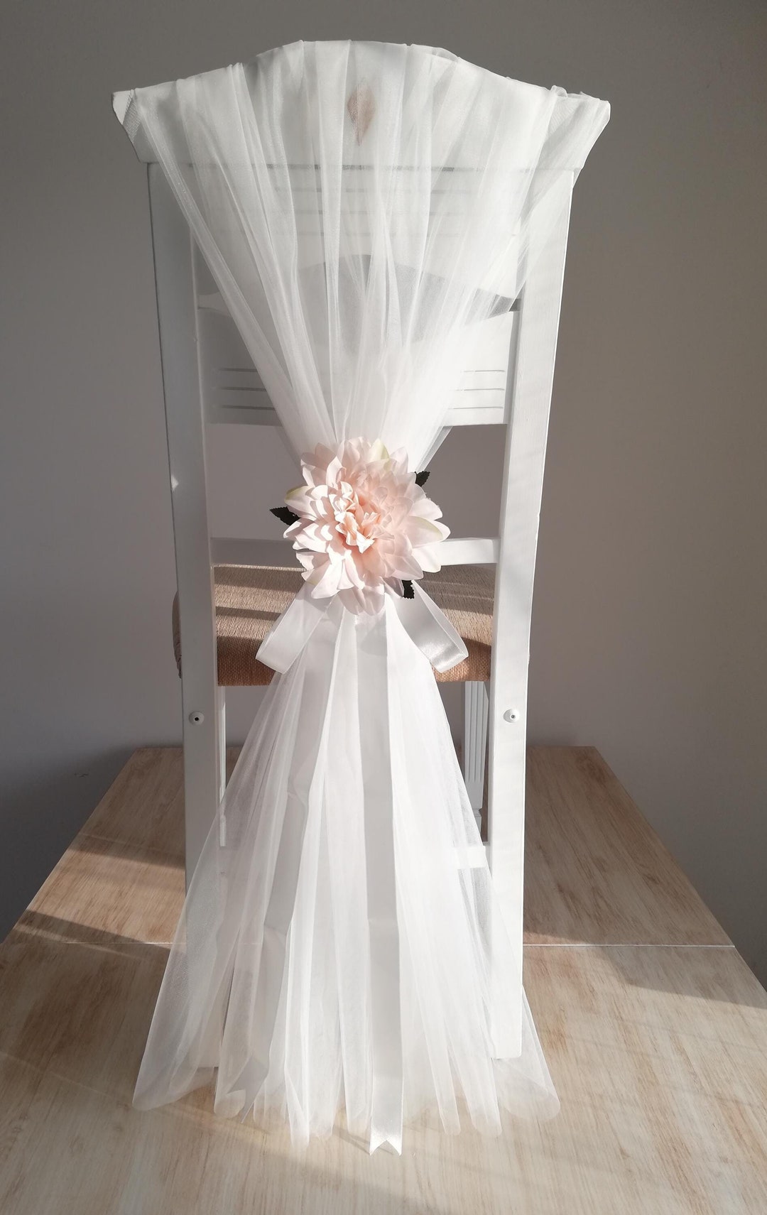 Set of Tulle Sash With Silk Flower and Satin Ribbon, Anniversary Party ...
