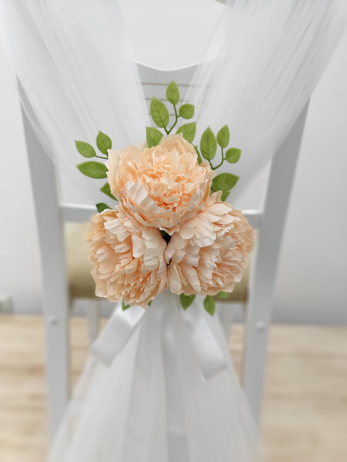 Set of Tulle Sash With Silk Peony Flowers and Satin Ribbon, Wedding ...