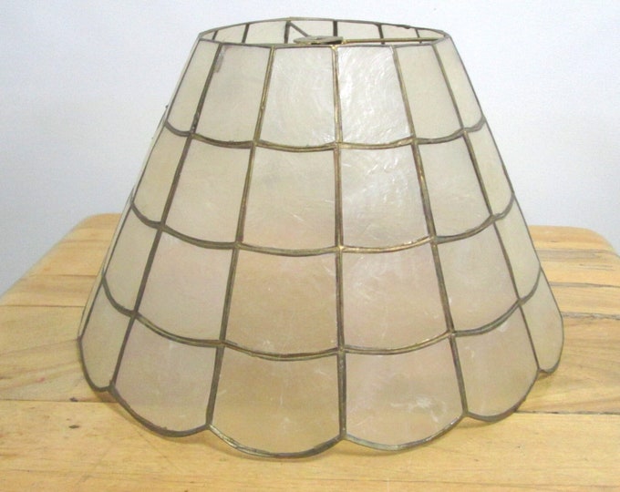 Vintage Shell Lampshade, Capiz Shell Decor, Large Shell and Brass Lamp ...