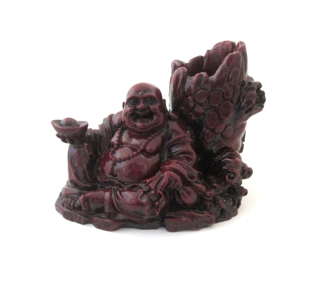 Buddha Statue, Vintage Buddha Altar Display, Red Resin Buddha, Zen Yoga ...