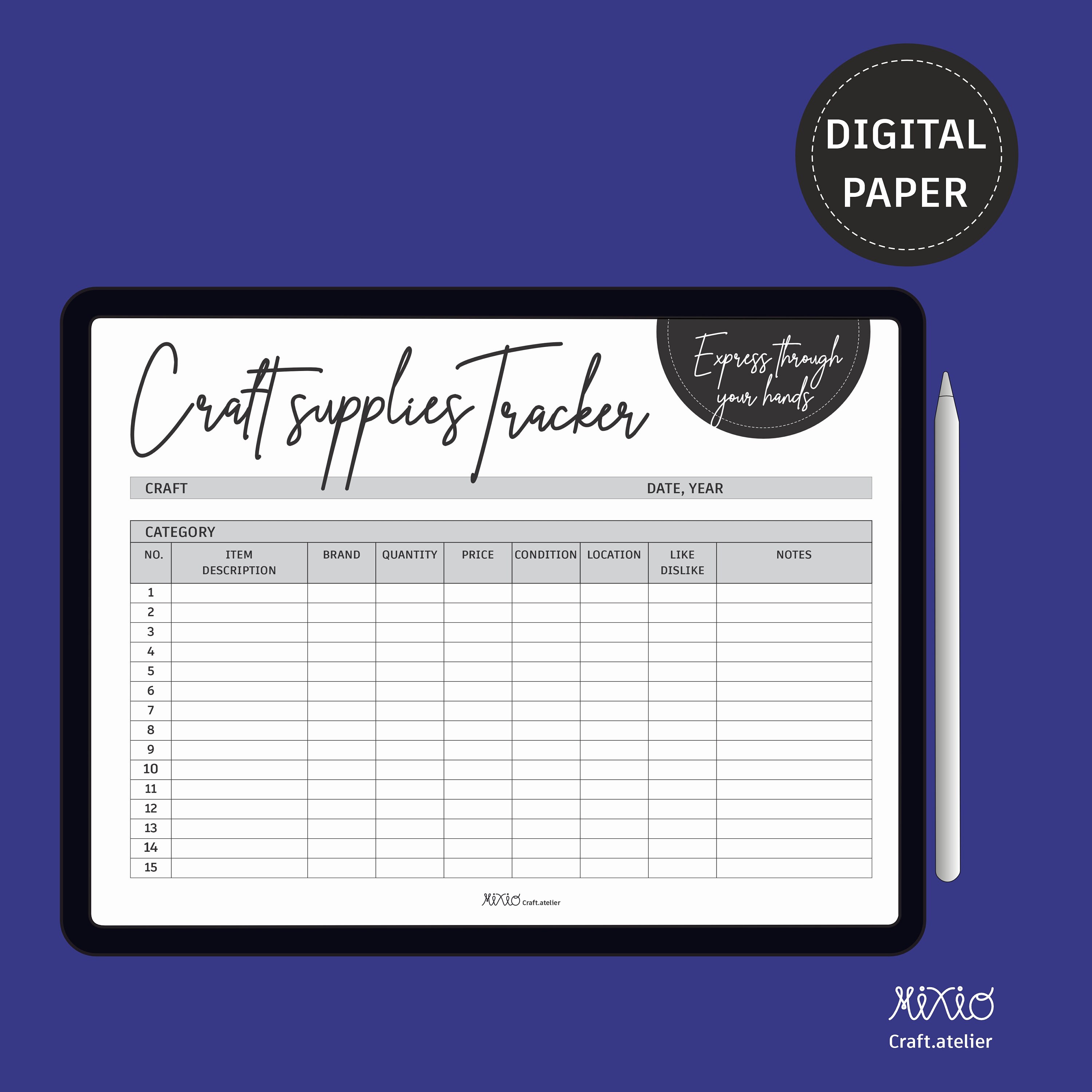 Craft Supplies Tracker_ Printable Track Page_craft Supplies Stash ...