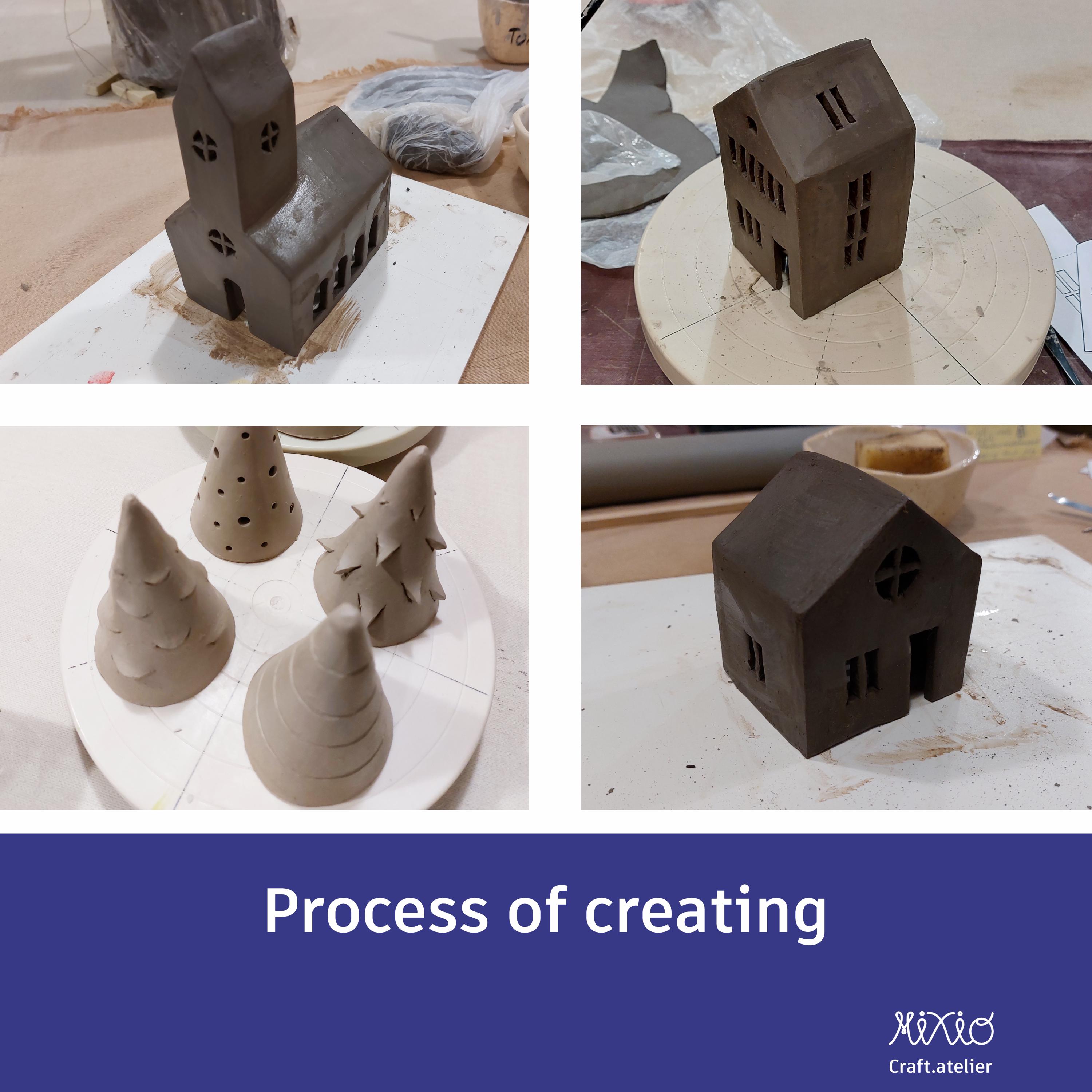 Houses Church Trees Ceramic Slab Building Templates_pottery Template_do ...