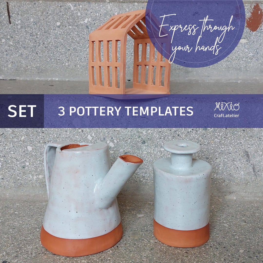 SET of 3 Pottery Templates for Plant Lover_slab Building Templates ...