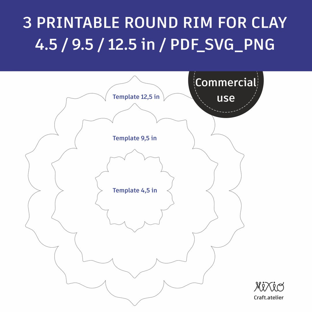 3 Printable Round Rim Templates for Clay_border Template for Slab ...