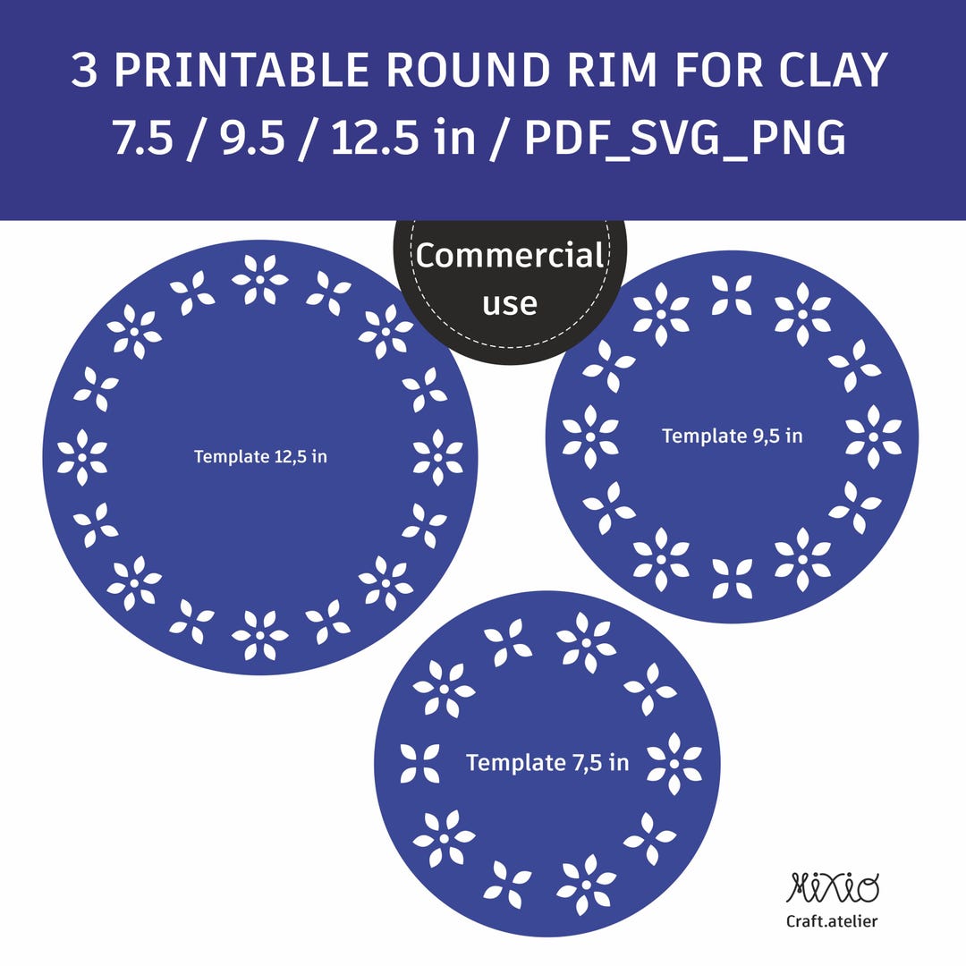 3 Printable Round Rim Templates for Clay_border Template for Slab ...