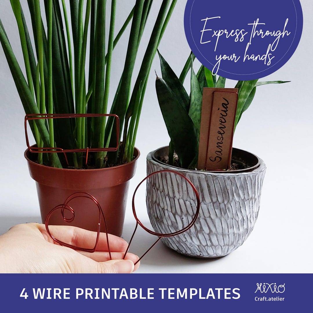 Set of 4 Wire Plant Labels Templates_wire Decoration Tutorial_diy Wire ...