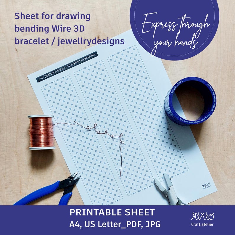 Printable Sheet for Wire Bender 3D Bracelet Jig_digital Template for ...
