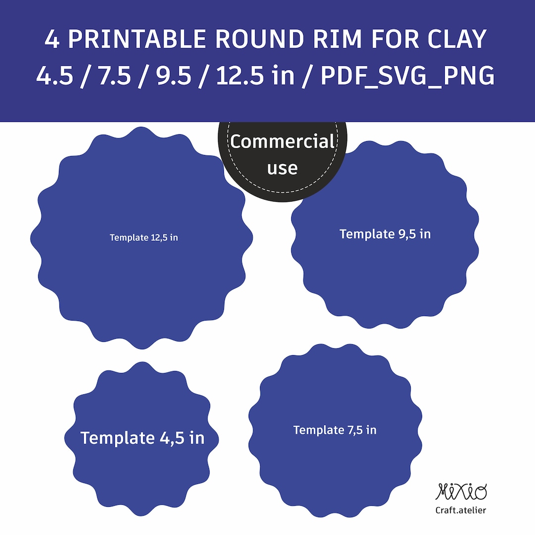 4 Printable Round Rim Templates for Clay_border Template for Slab ...