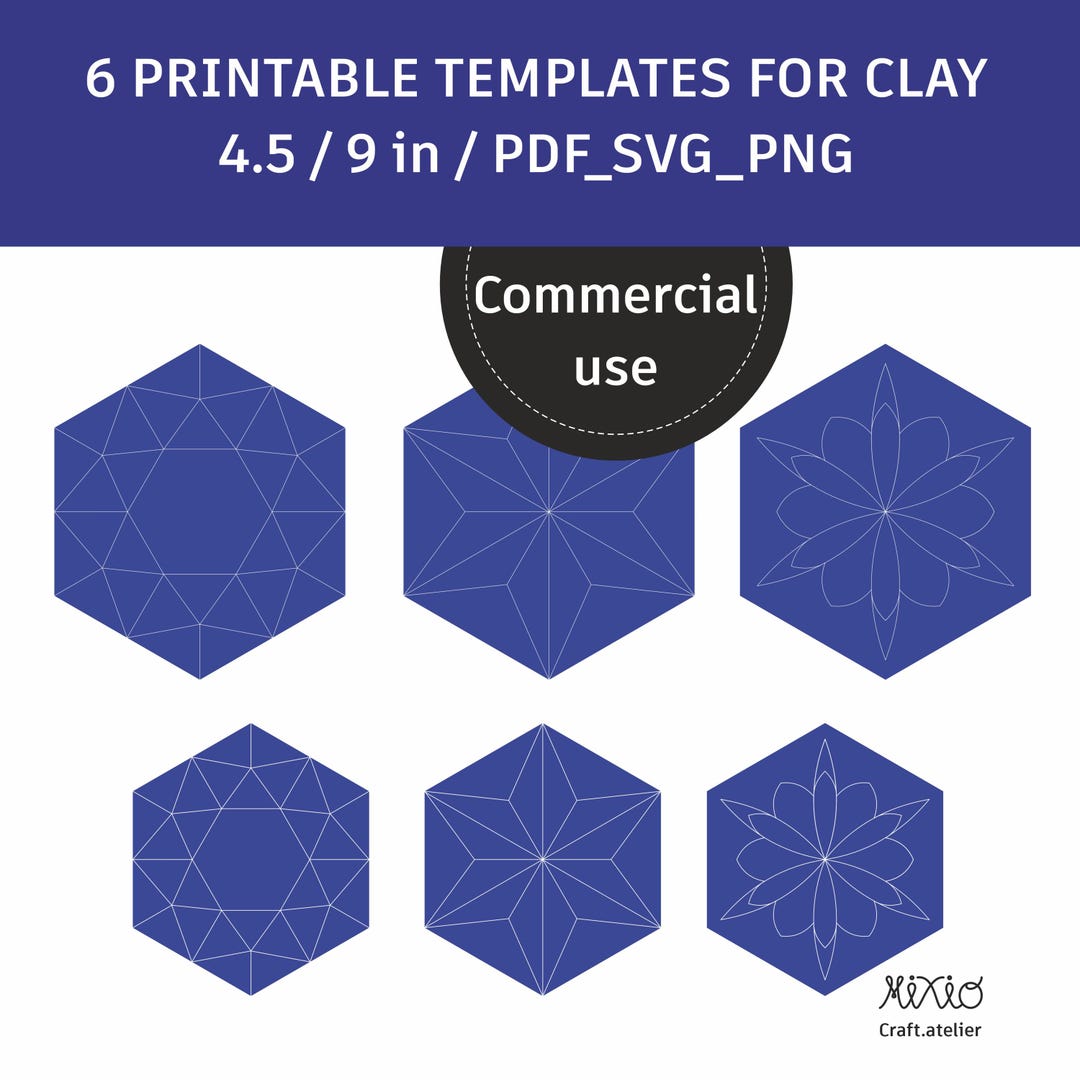 3 Printable Hexagonal Trivet Slab Pottery Templates_3 Printable ...