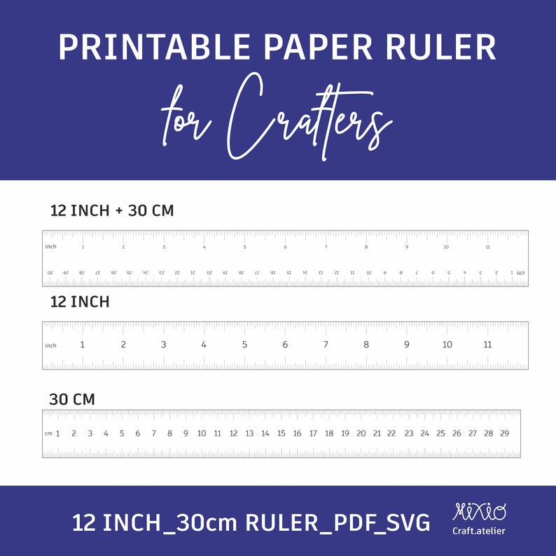 Printable 12 Inches Ruler_30 Paper Centimeter_digital PDF Black and ...