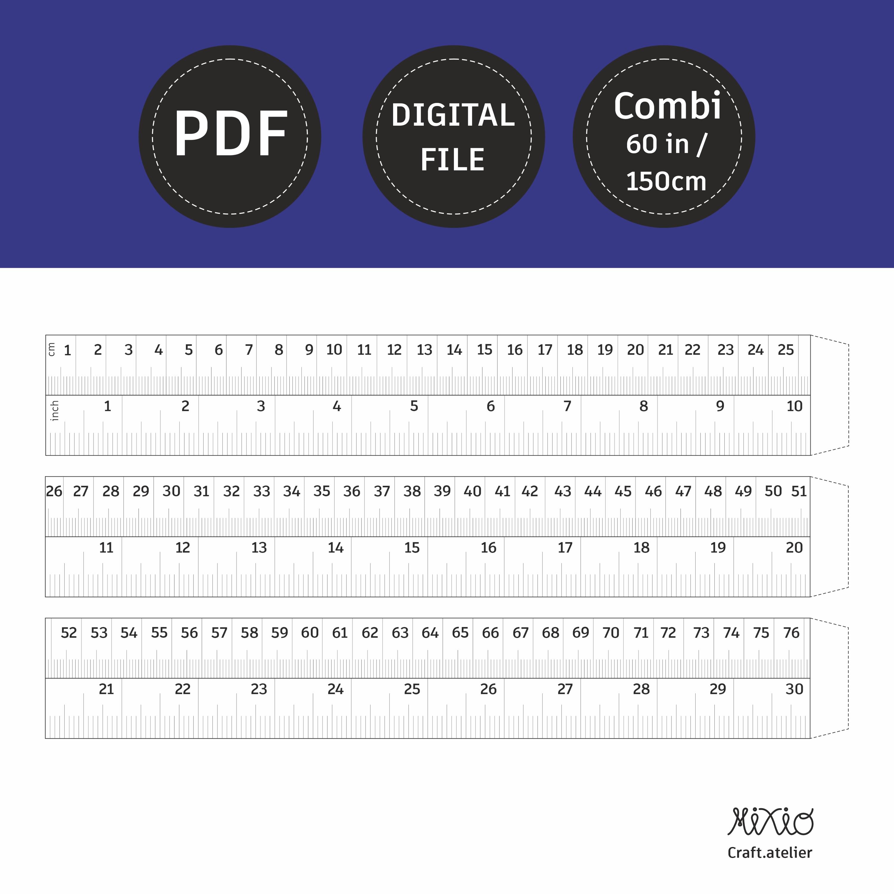 Printable Tape Measure: 150 Cm / 60 Inch Rulers (PDF Download) - Etsy