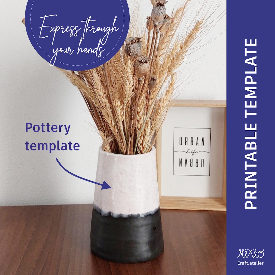 Ceramic Vase for Flowers Template_ Slab Building Templates_pottery ...