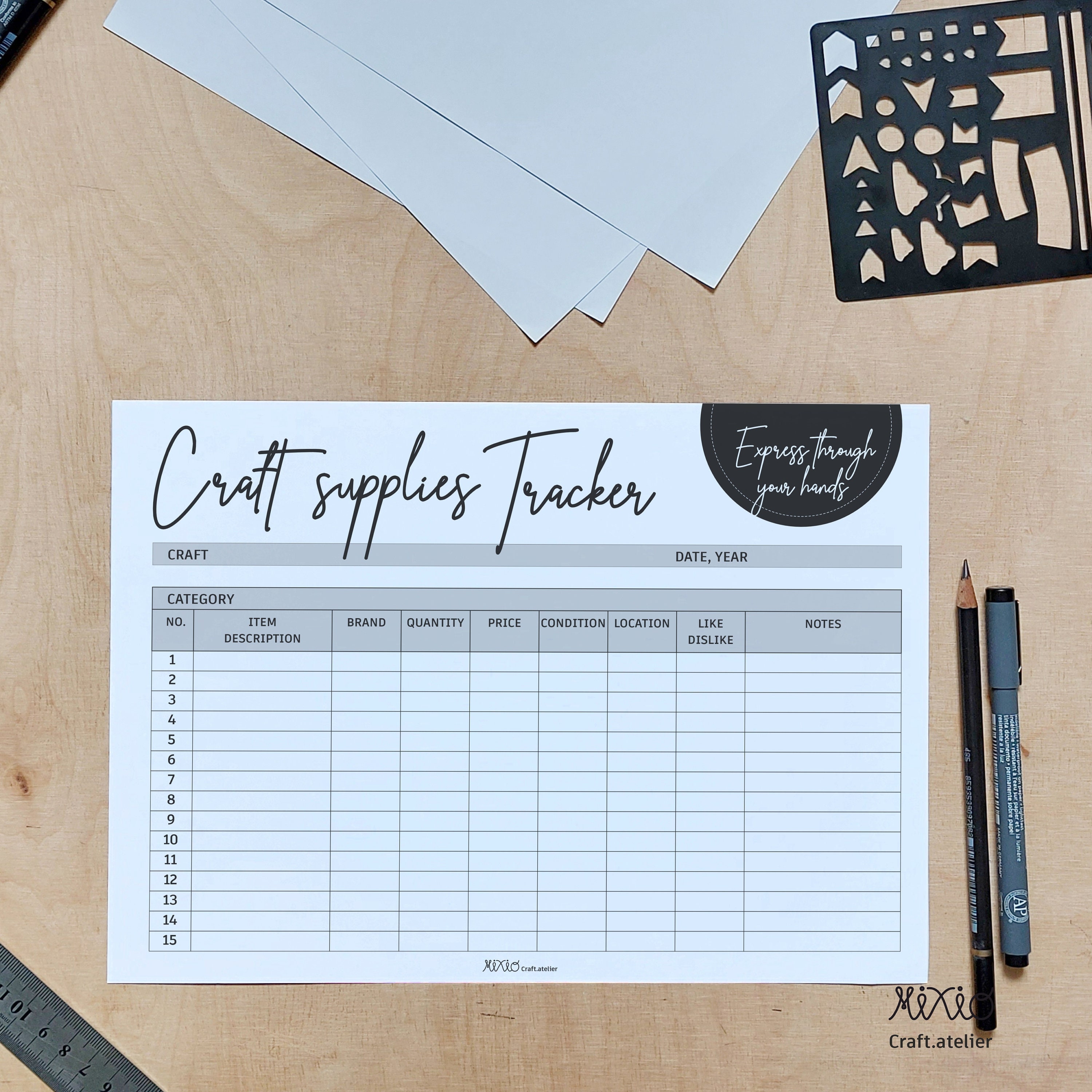 Craft Supplies Tracker_ Printable Track Page_craft Supplies Stash ...