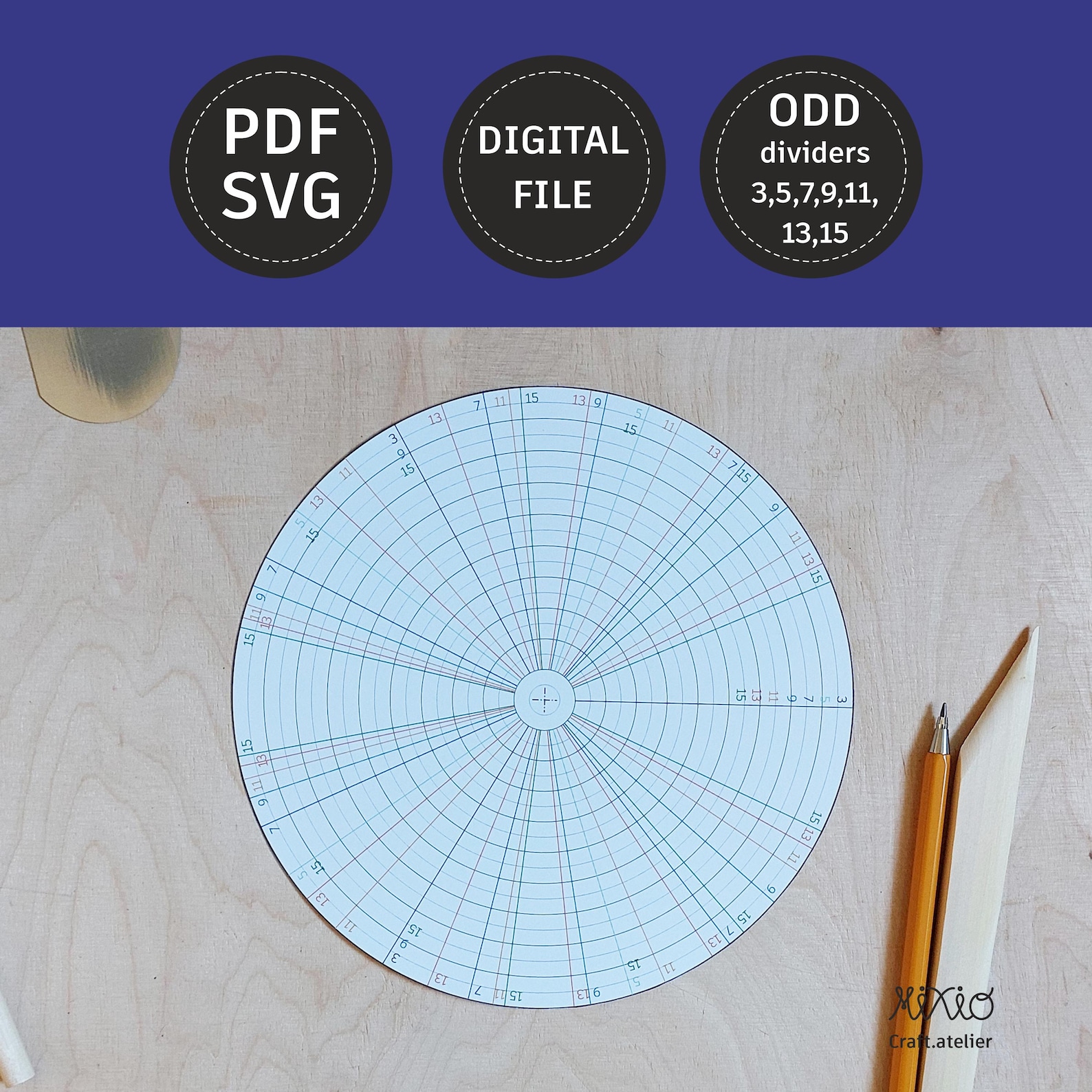 Printable Pottery Round Ruler_digital Circle Divider Tool_marking Tool ...